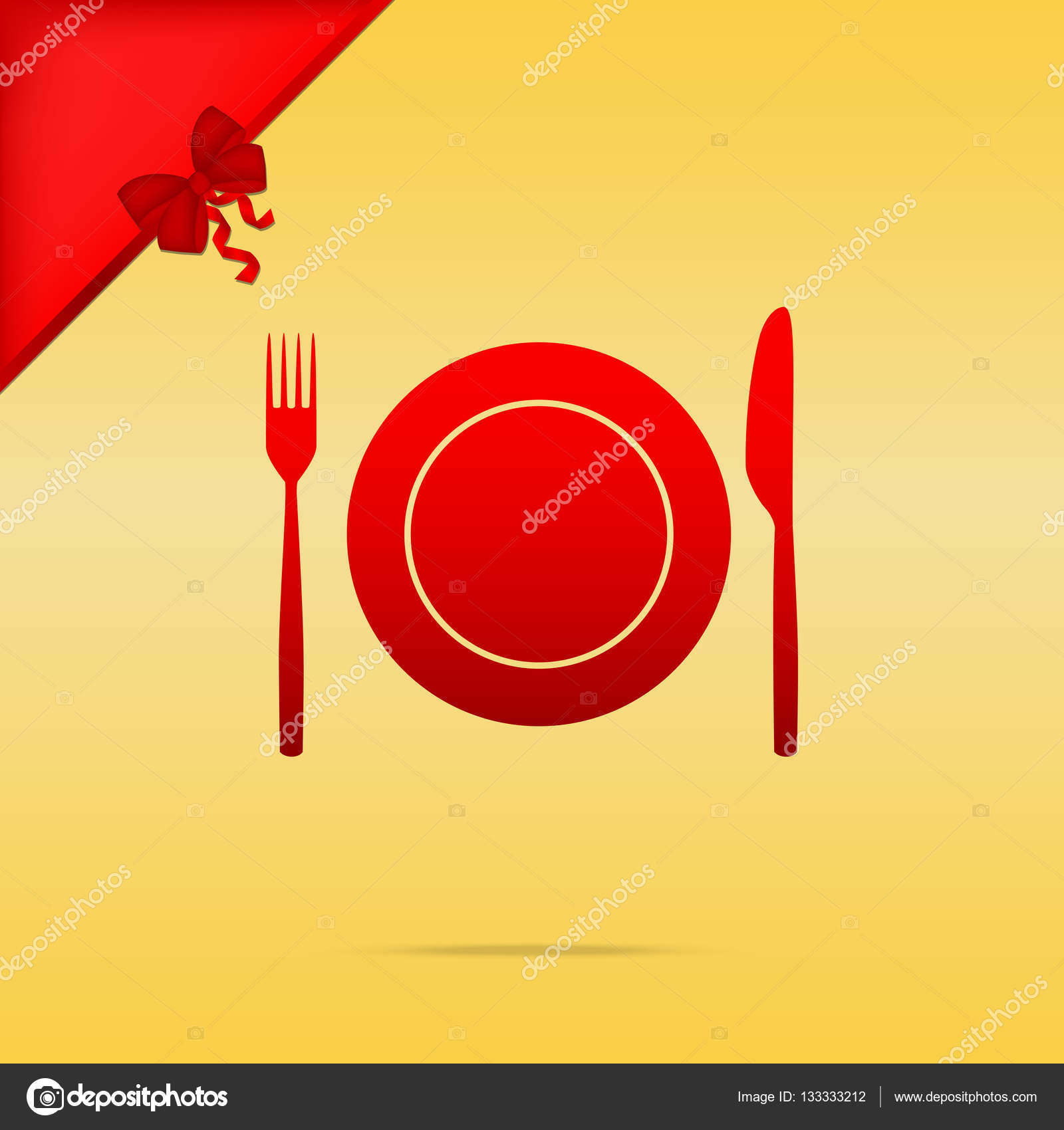 Tenedor Cinta Adhesiva Y Signo De Cuchillo Cristmas Diseño Icono Rojo