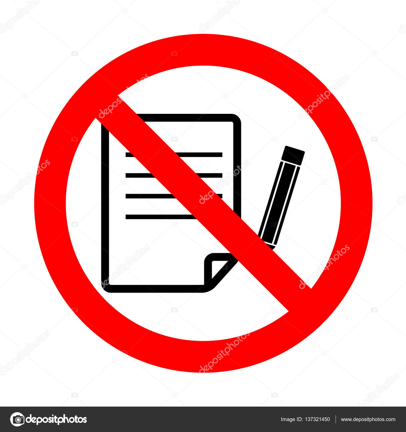 No Paper and pencil sign. — Stock Vector © Asmati1702@gmail.com #137321450