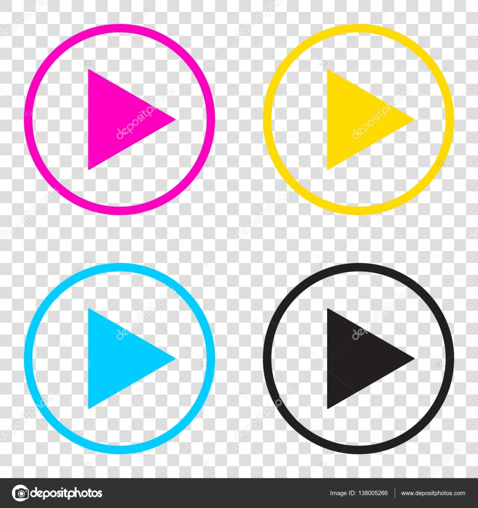 Play sign illustration. CMYK icons on transparent background. Cy Stock ...