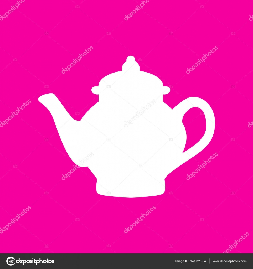 Tea maker sign. White icon at magenta background. Stock Vector Image by ...