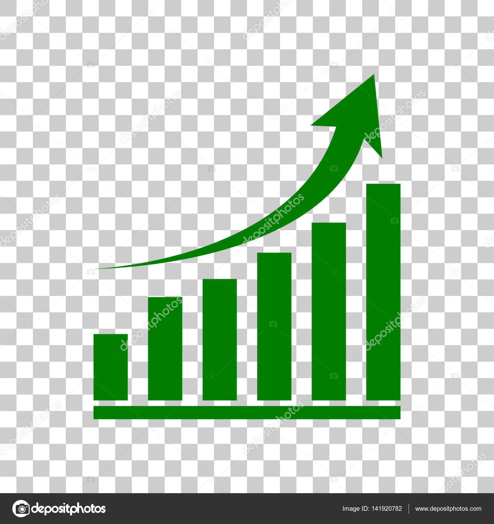Growing graph sign. Dark green icon on transparent background. Stock ...