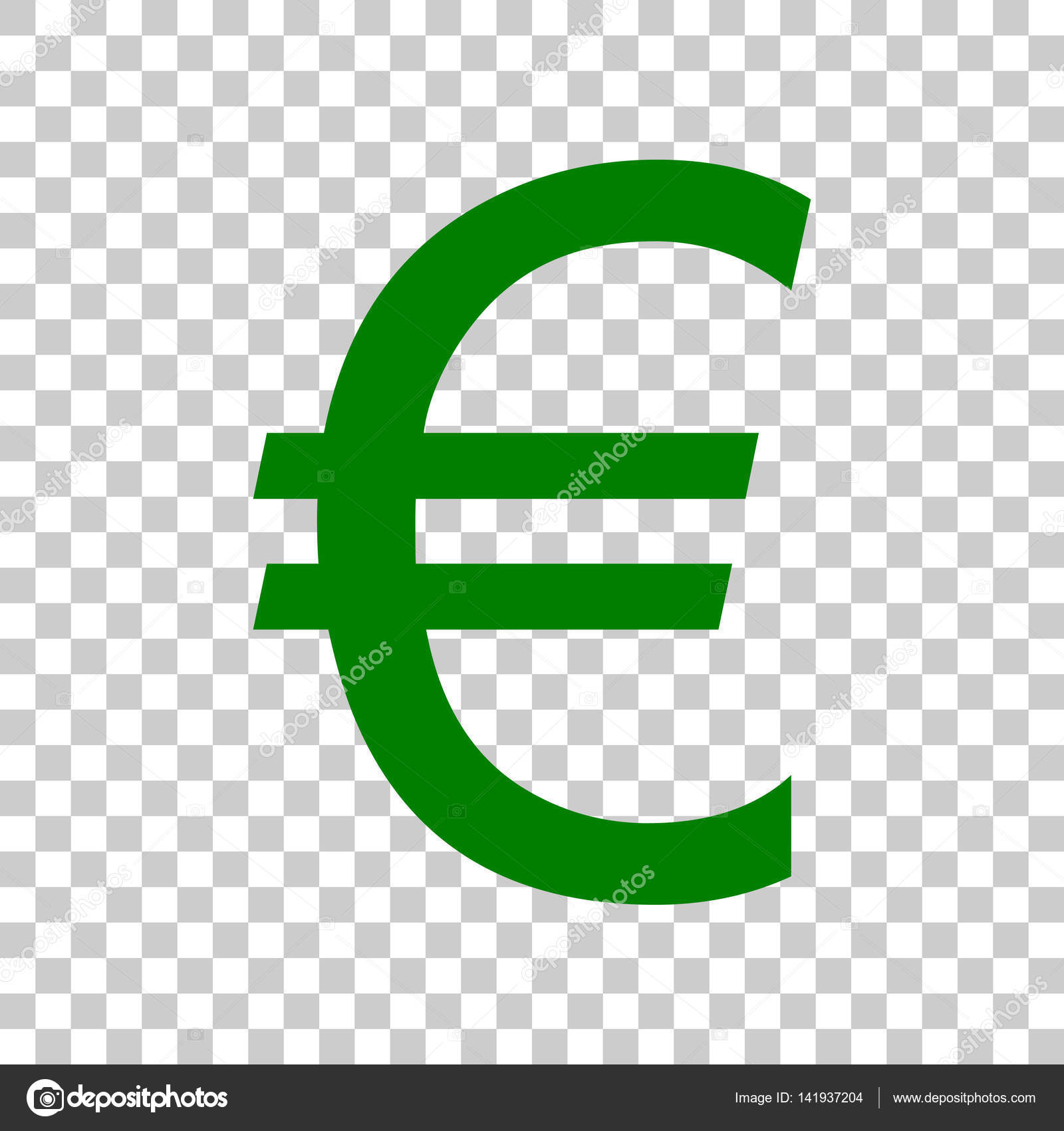 Euro sign. Dark green icon on transparent background. Stock Vector by ...