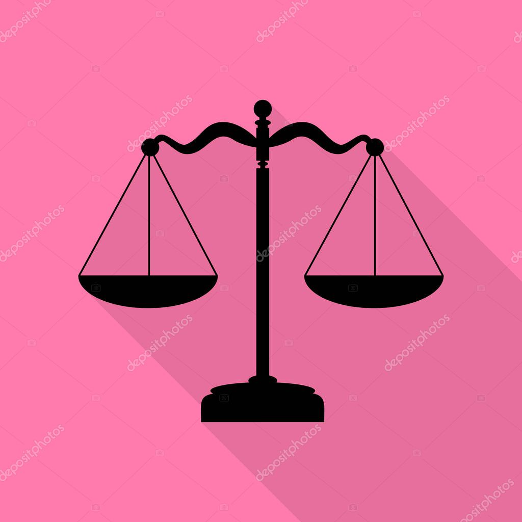 Balanza signo de equilibrio. Icono negro con camino de sombra de estilo ...