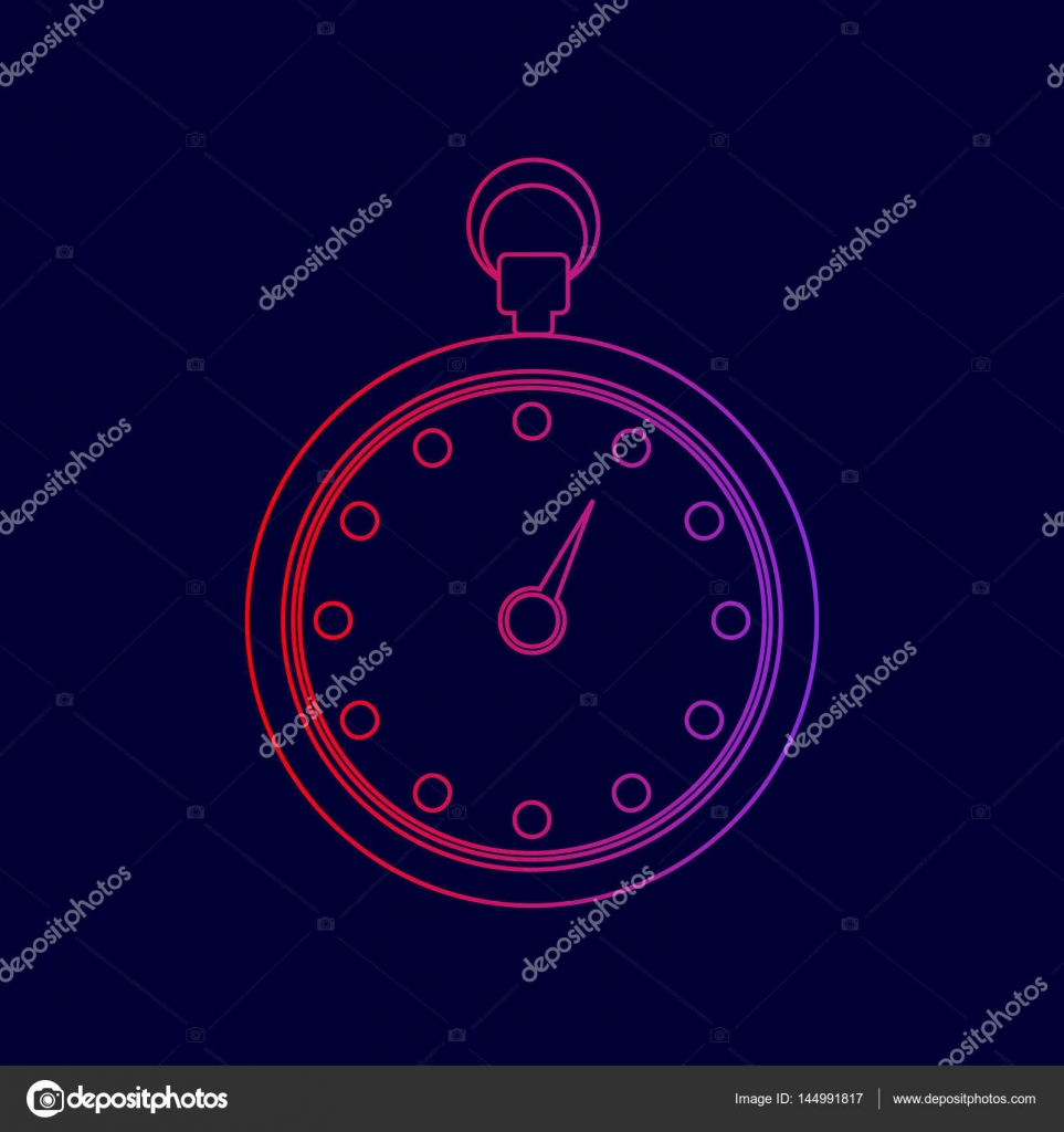 Stopwatch sign illustration. Vector. Line icon with gradient from red ...