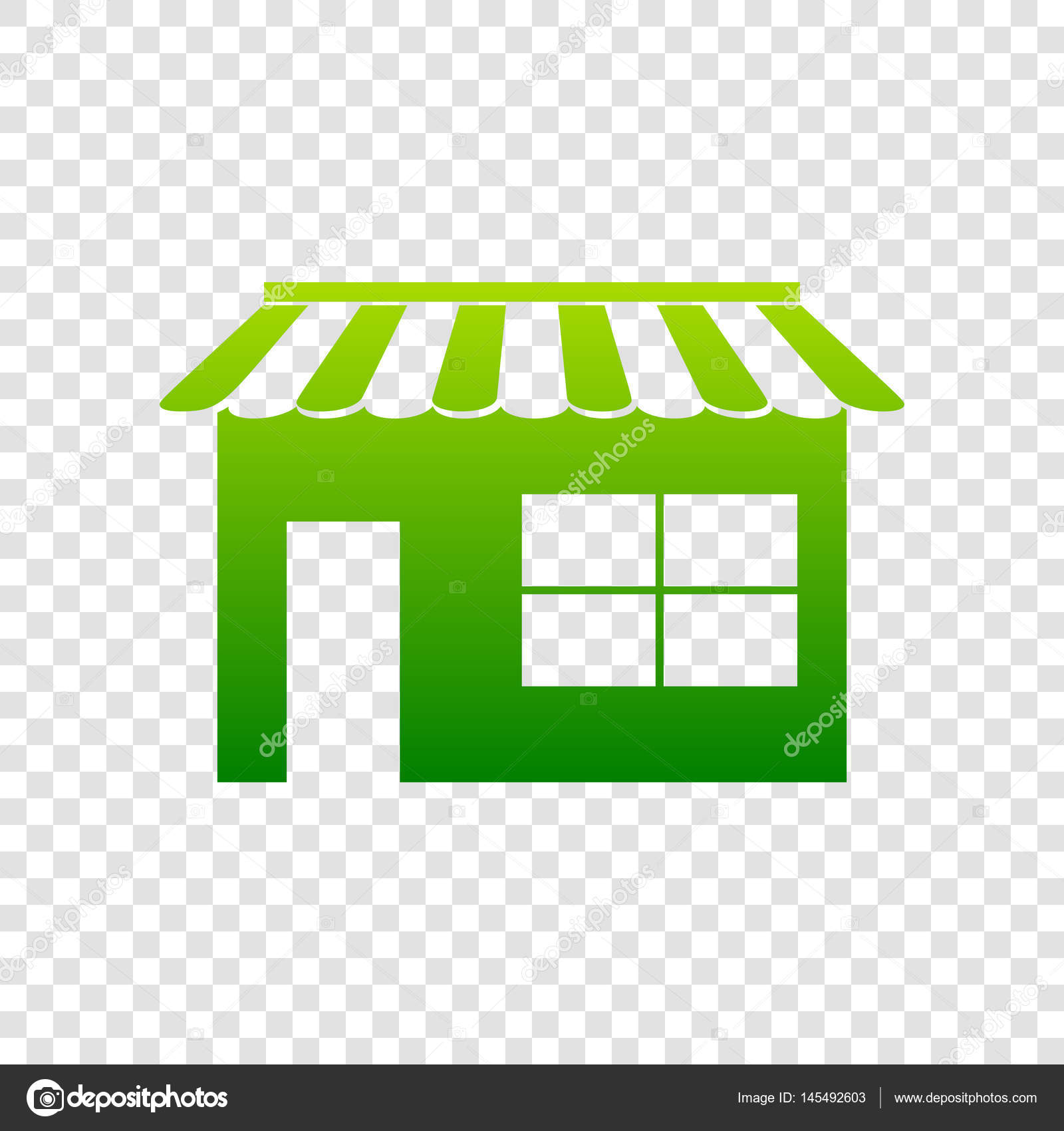 Store sign illustration. Vector. Green gradient icon on transparent ...