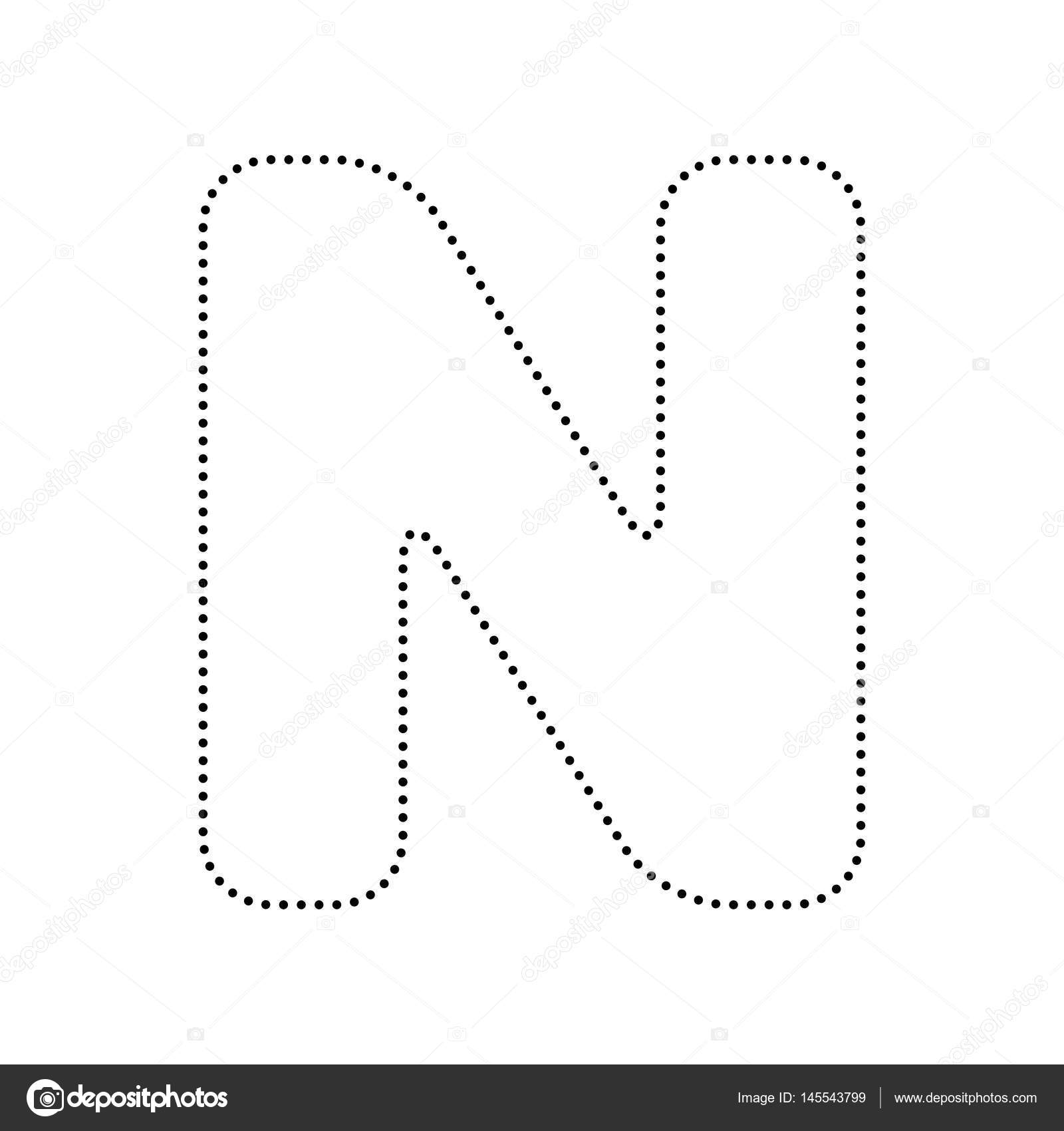 Letter N sign design template element. Vector. Black dotted icon ...