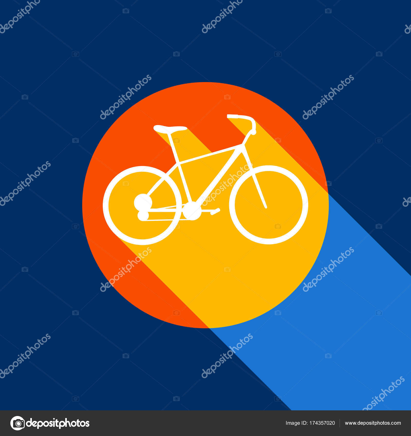 Bicycle, Bike sign. Vector. White icon on tangelo circle with infinite ...