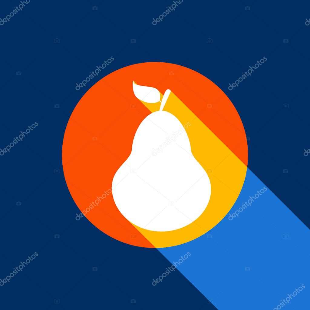 Ilustración del signo de pera. Vector. Icono blanco en el círculo de ...