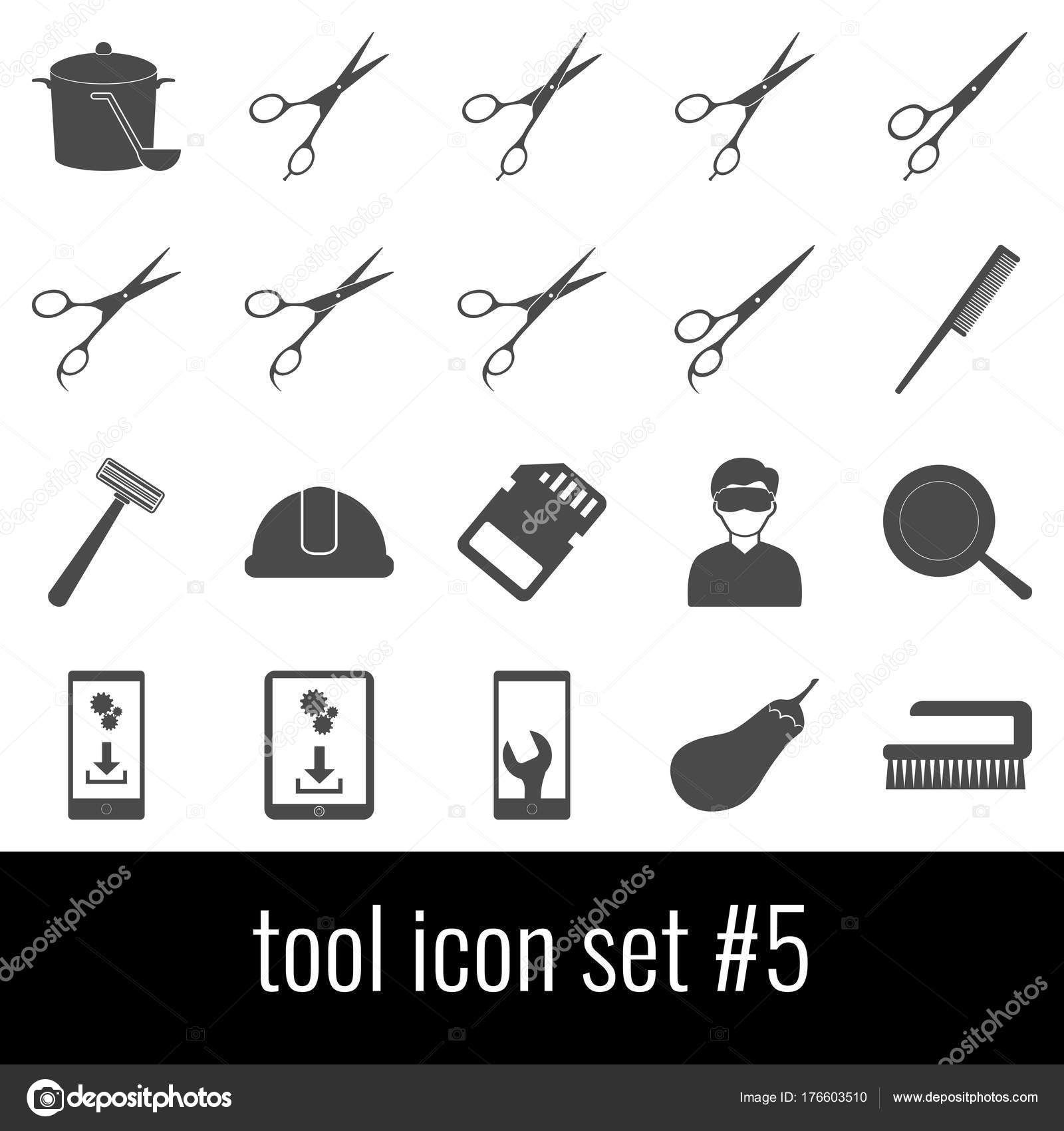Tool. Icon set 5. Gray icons on white background. Stock Vector Image by ...