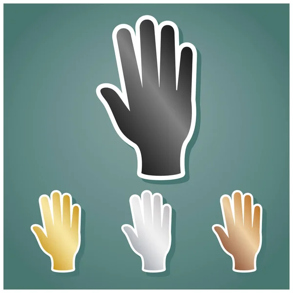 Hand sign. Set of metallic Icons with gray, gold, silver and bronze ...