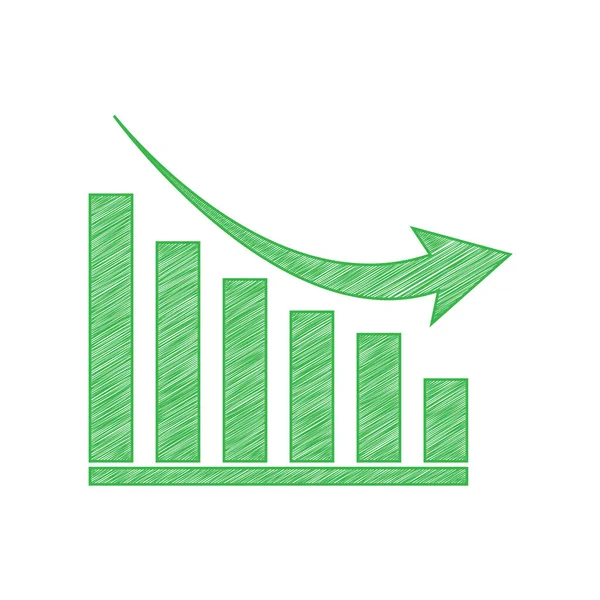 Declining graph sign. Vector. Green gradient icon on transparent ...