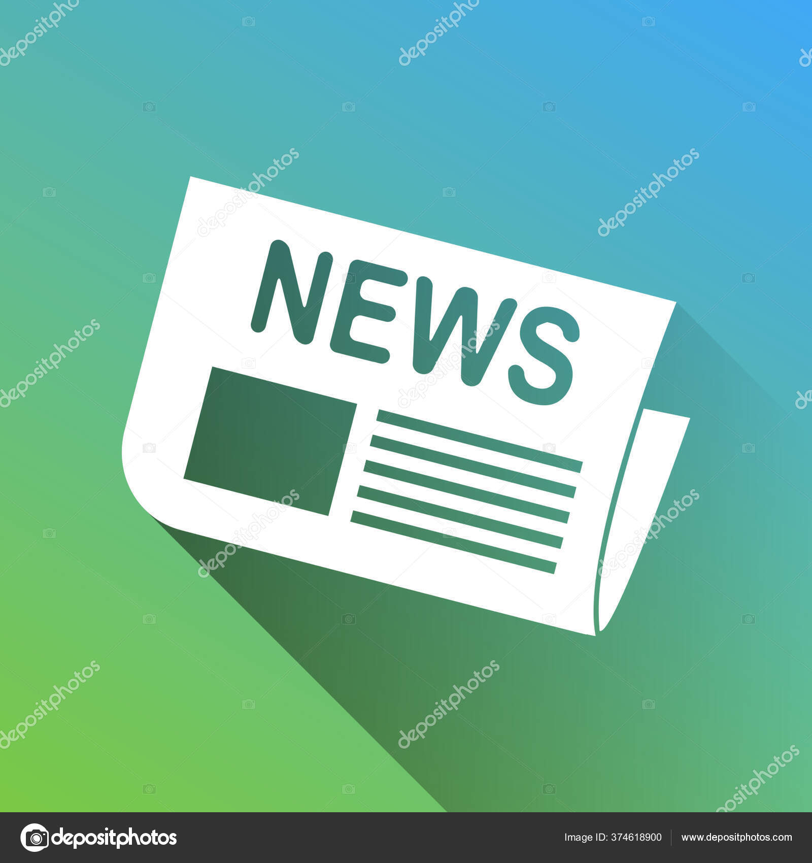 Newspaper Sign White Icon Gray Dropped Limitless Shadow Green Blue ...