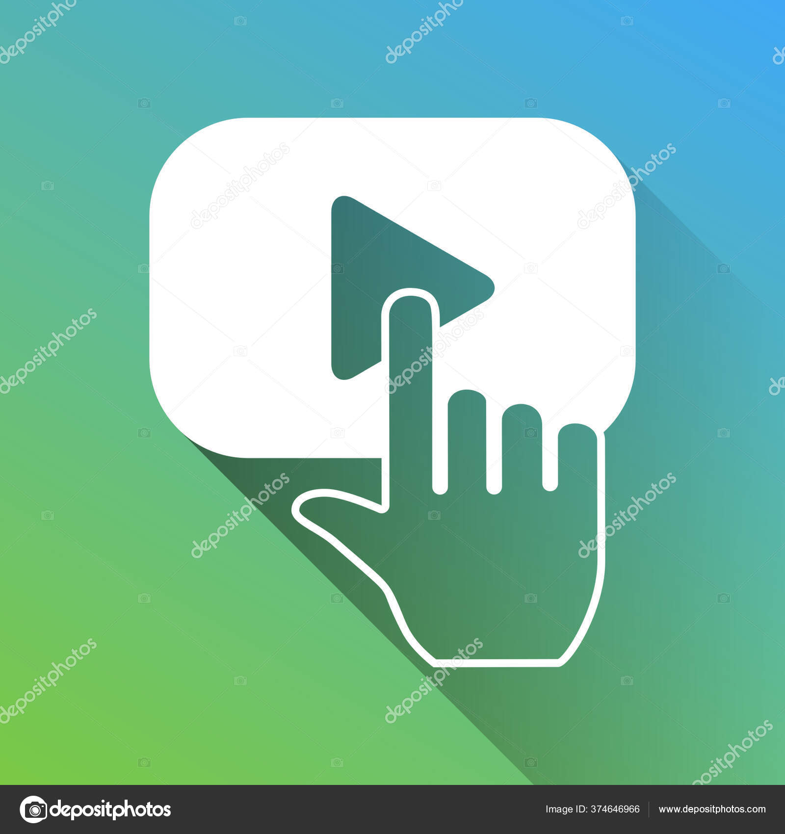 Play Button Icon Hand Sign White Icon Gray Dropped Limitless Stock ...