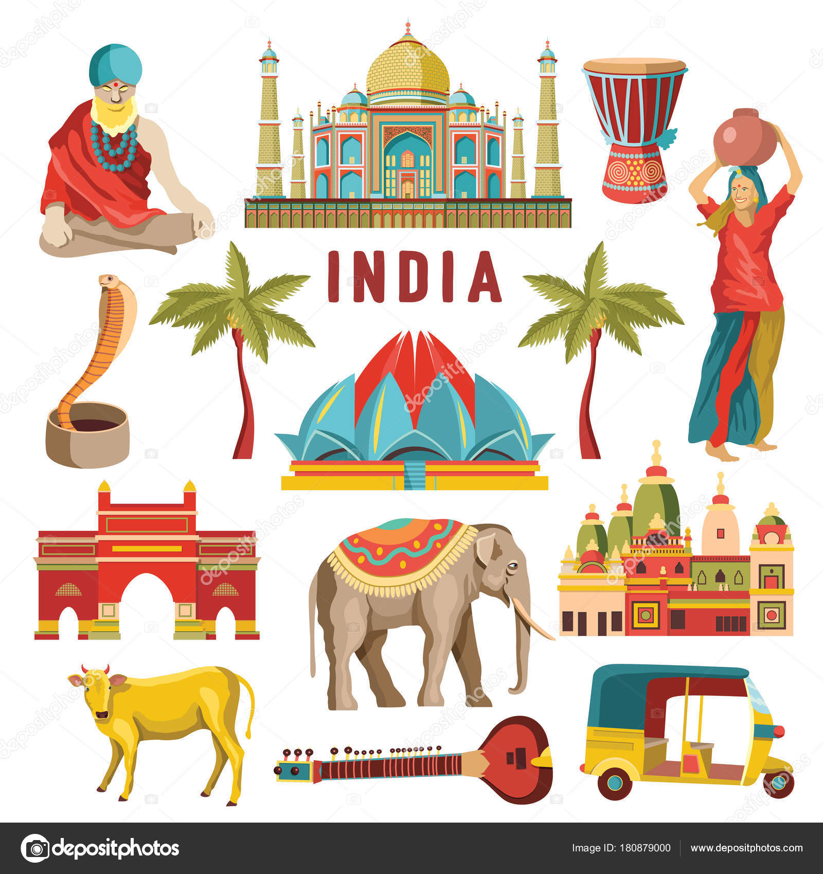 Inde Célèbre Illustration Vectorielle Destination image vectorielle par ...