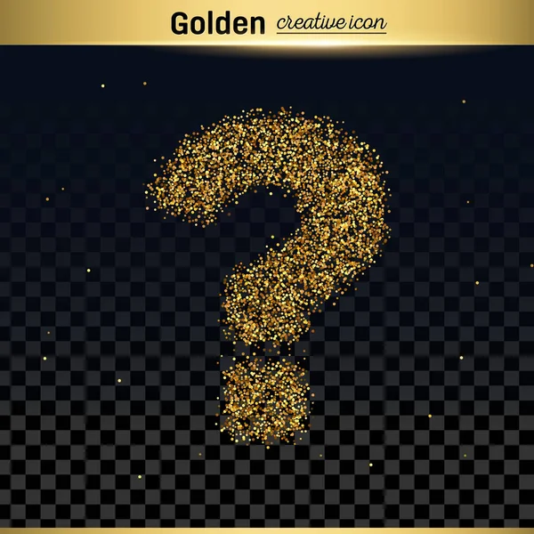 Gold glitter vector icon of question mark isolated on background. Art ...