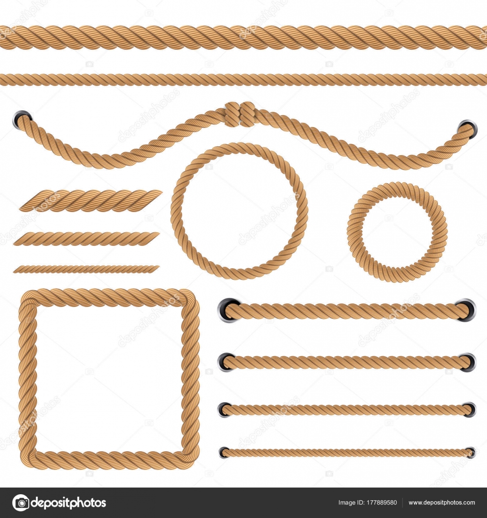 Creative Vector Illustration Realistic Nautical Twisted Rope Knots ...