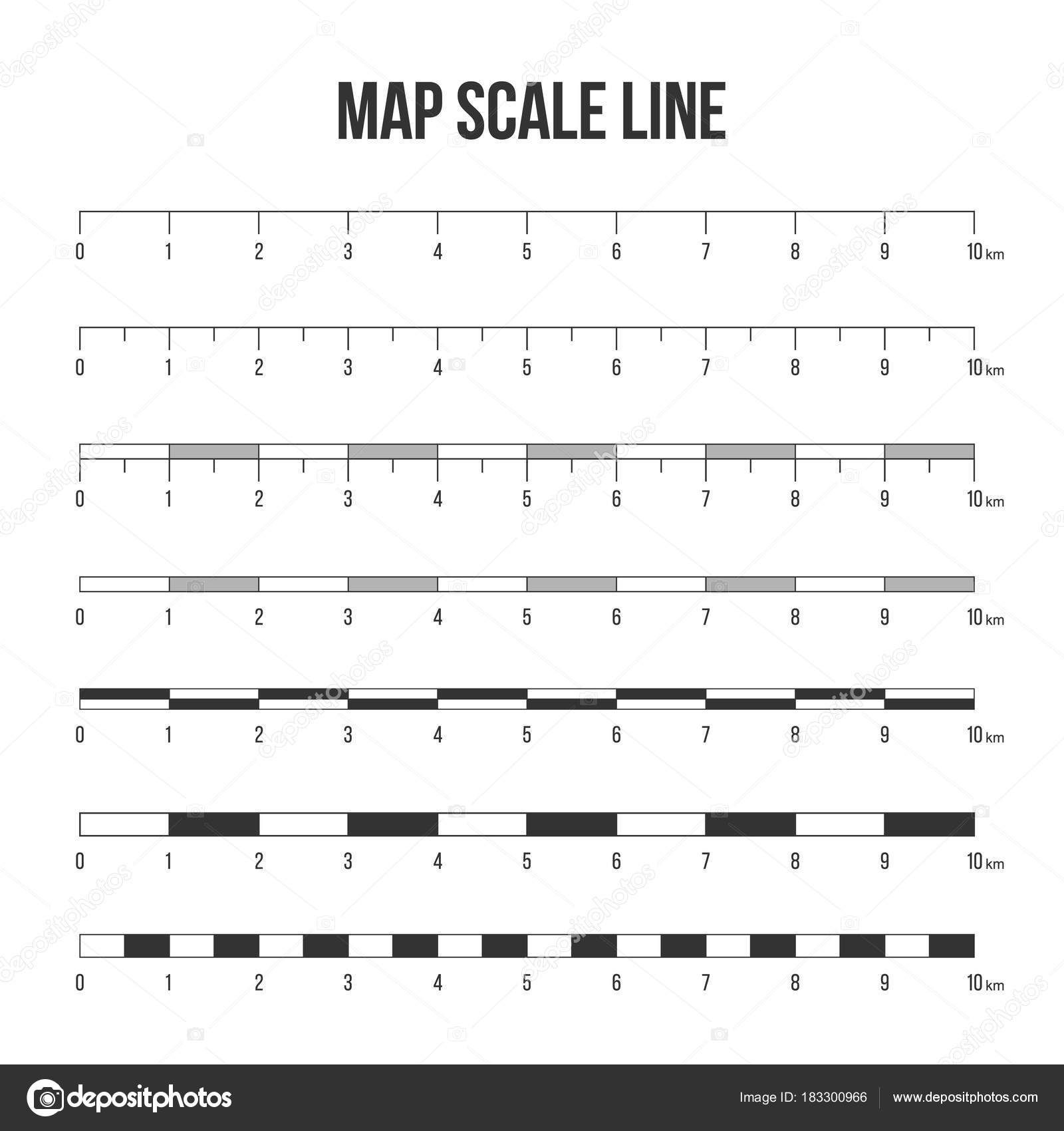 Creative vector illustration of map scale line set isolated on ...