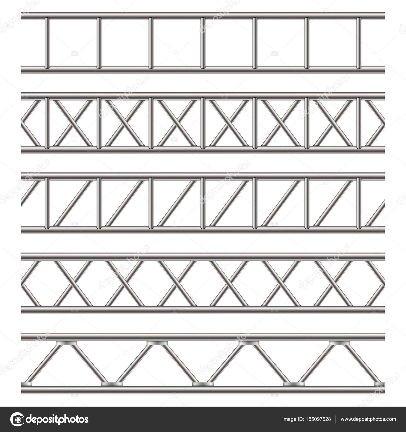 Creative vector illustration of steel truss girder, chrome pipes ...