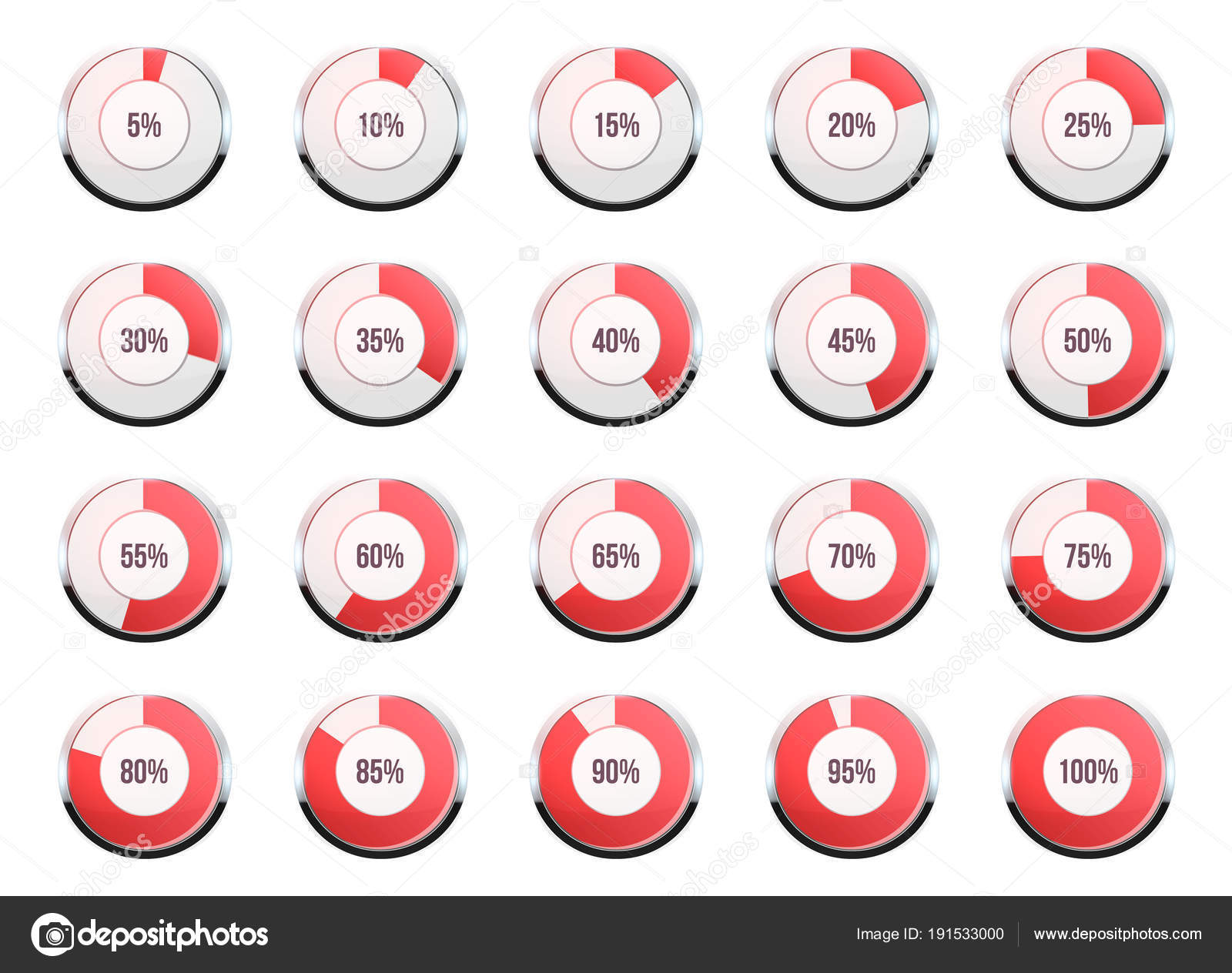 Vector illustration of round progress bar. Circle indicators status ...