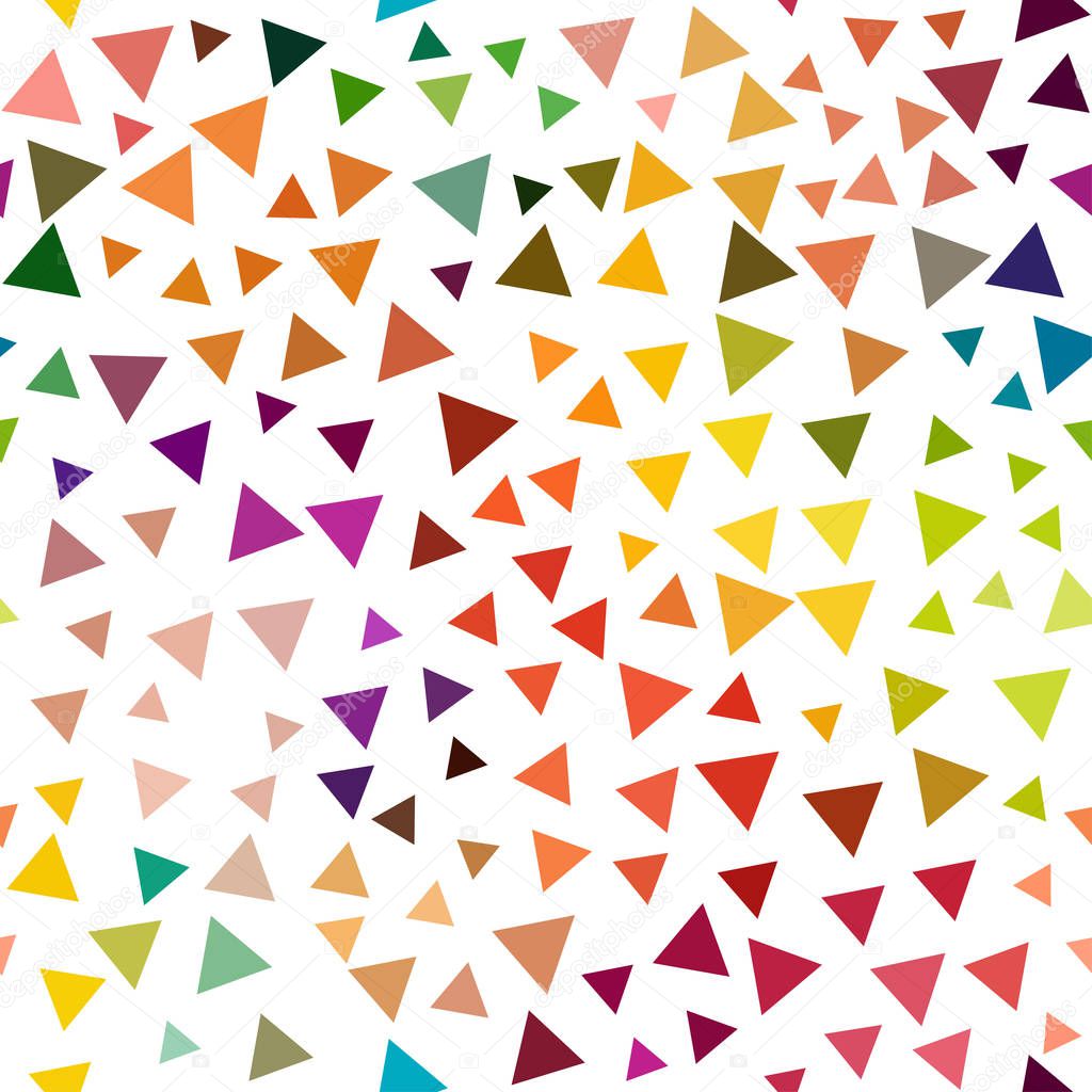 Awesome seamless pattern with colorful triangles on a white background ...