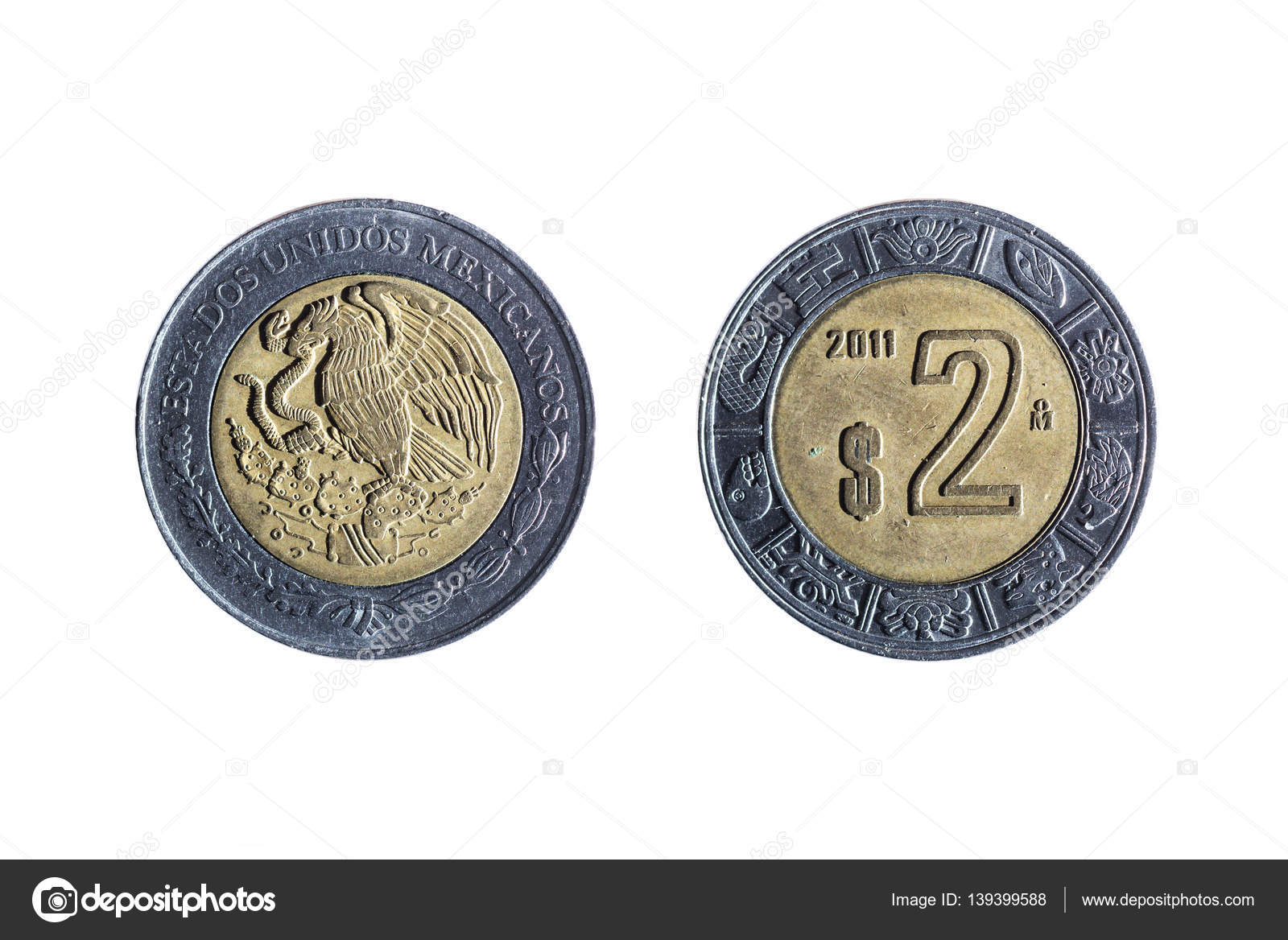 Two peso mexican coin Stock Photo by ©Martinotero 139399588