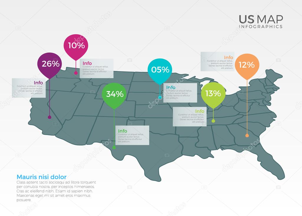 US Map infographics element template illustration design — Stock Vector ...