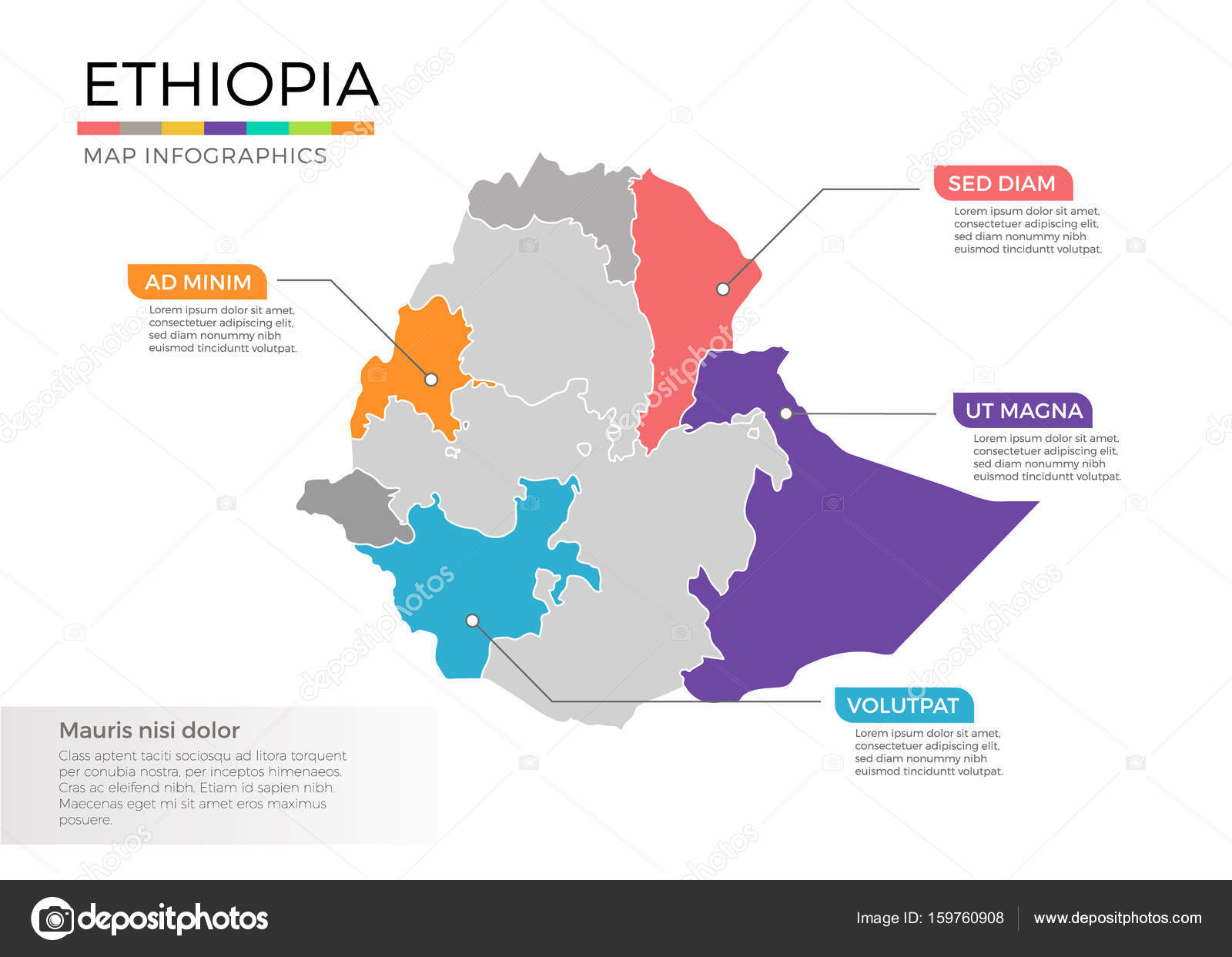 Ethiopia map with regions and pointer marks — Stock Vector © pixar ...