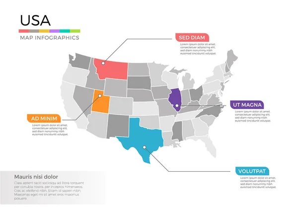 Mapa eeuu regiones imágenes de stock de arte vectorial | Depositphotos