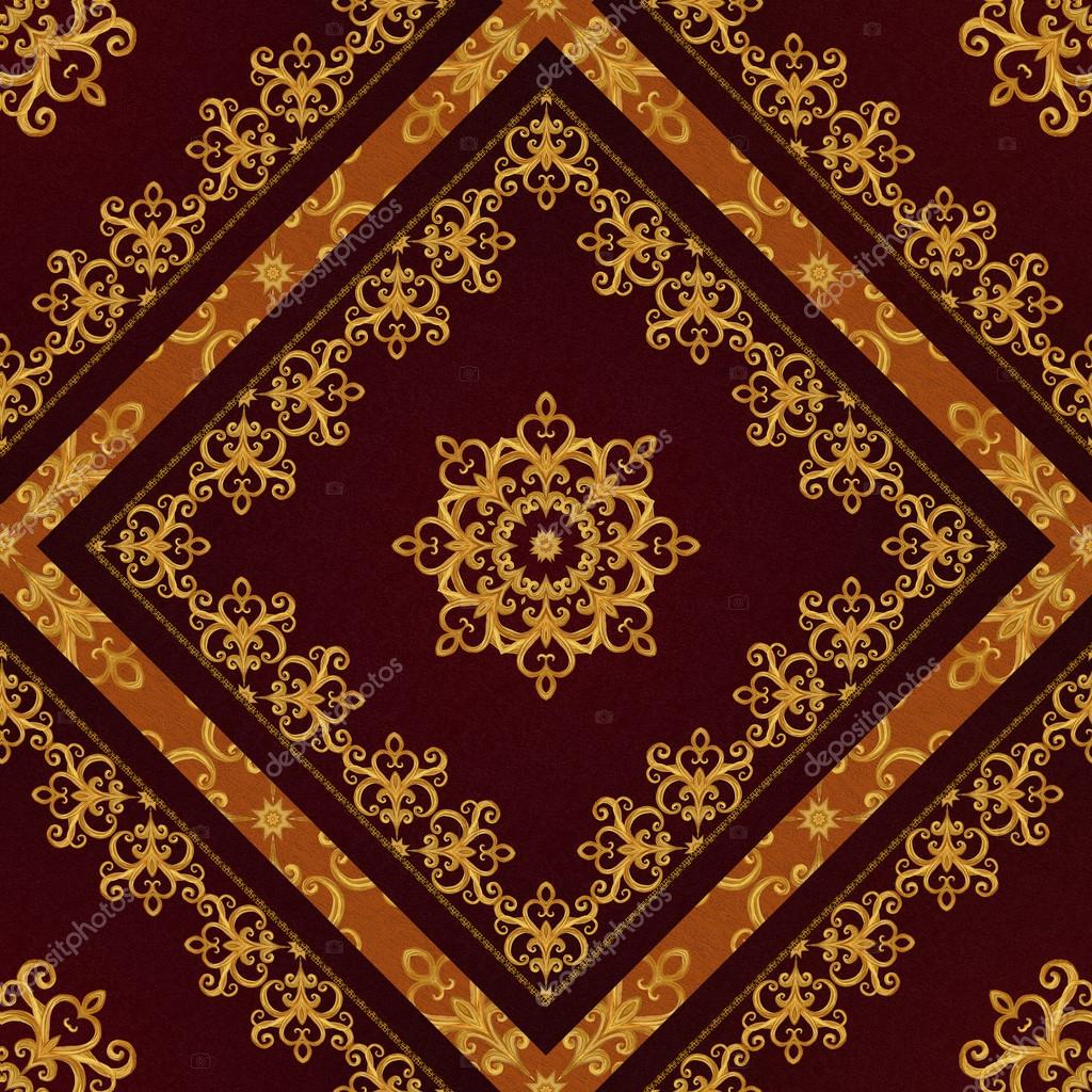 Pattern, seamless. Golden crystals, weaving, arabesques. Gold arabesque ...