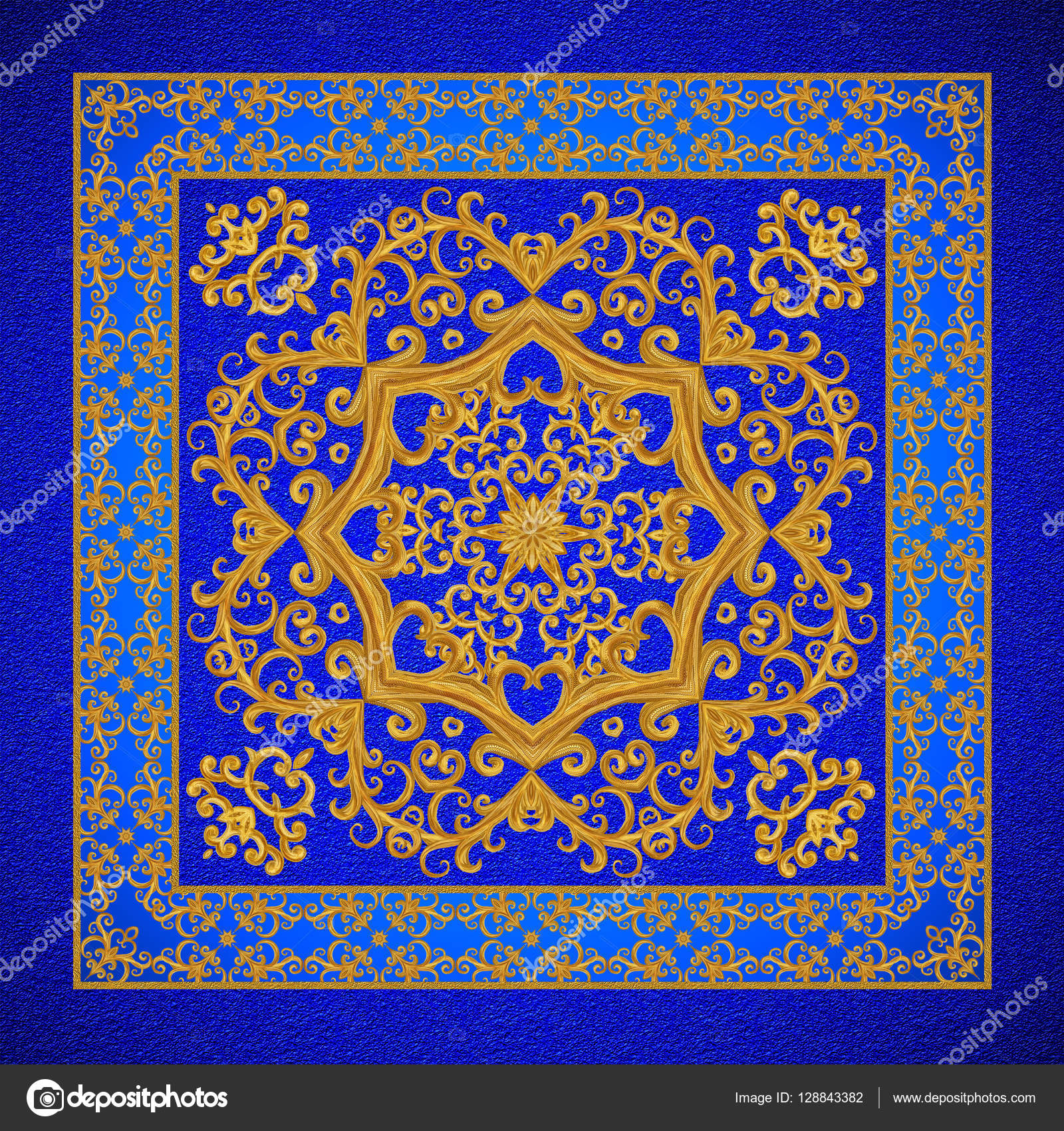 Gold arabesque, oriental style, abstract figure, tiles, mosaics ...