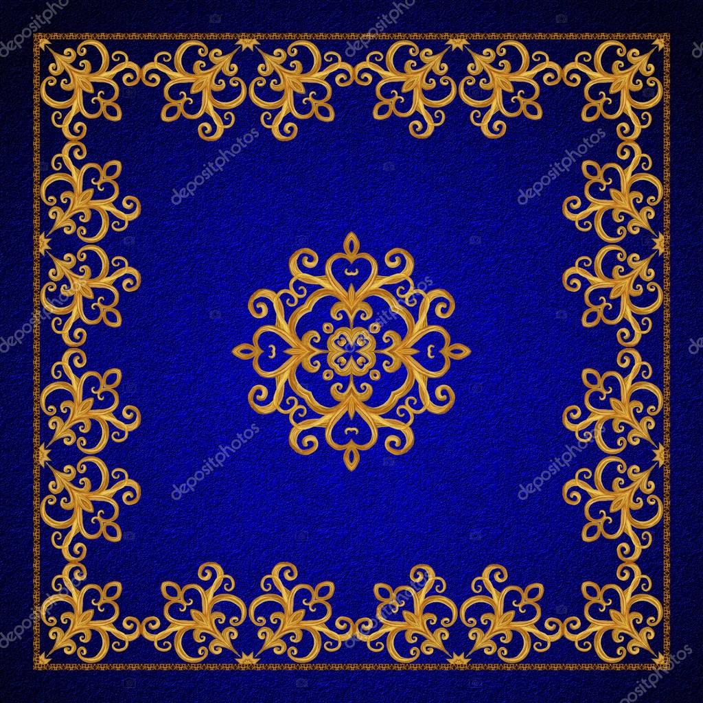 Gold arabesque, oriental style, abstract figure, tiles, mosaics ...