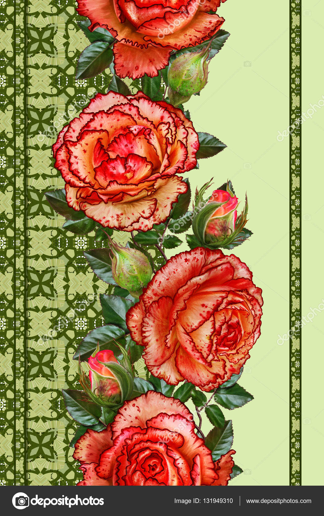 Vintage Red Rose Border