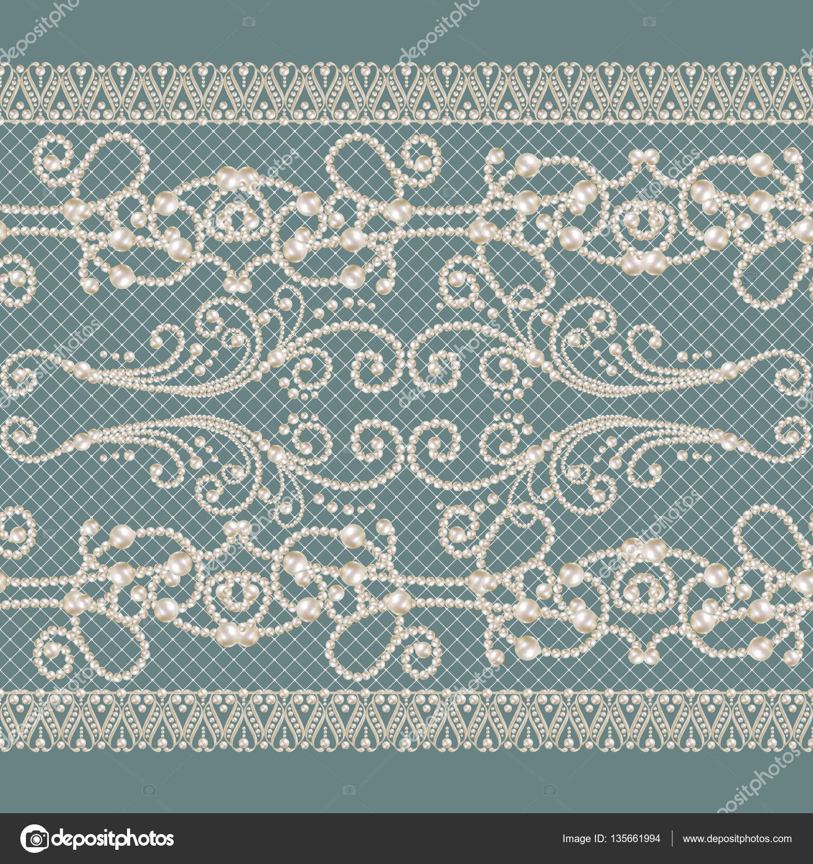 Seamless pattern border. Openwork weaving delicate, silver background ...