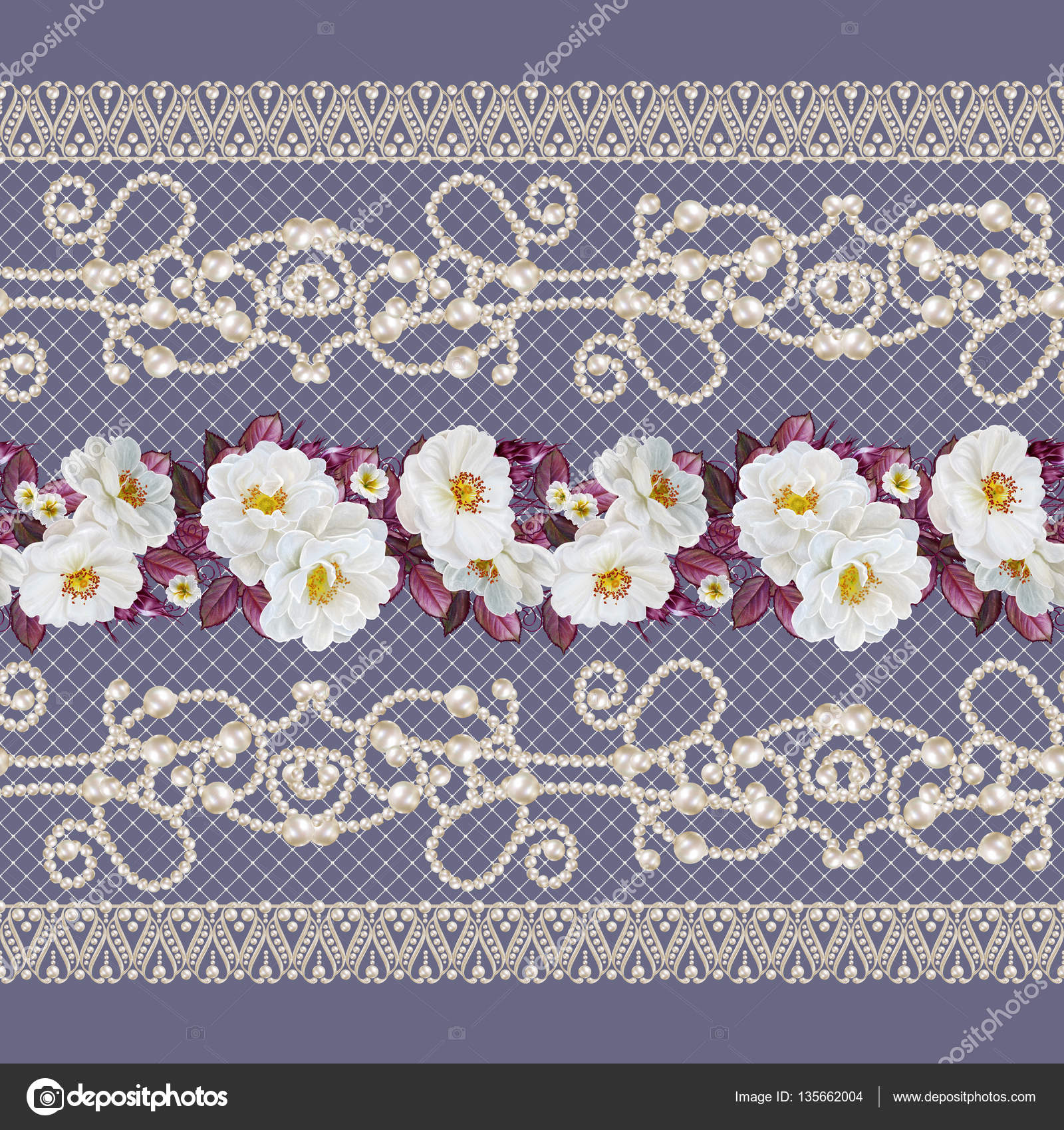 Seamless pattern border. Openwork weaving delicate, silver background ...
