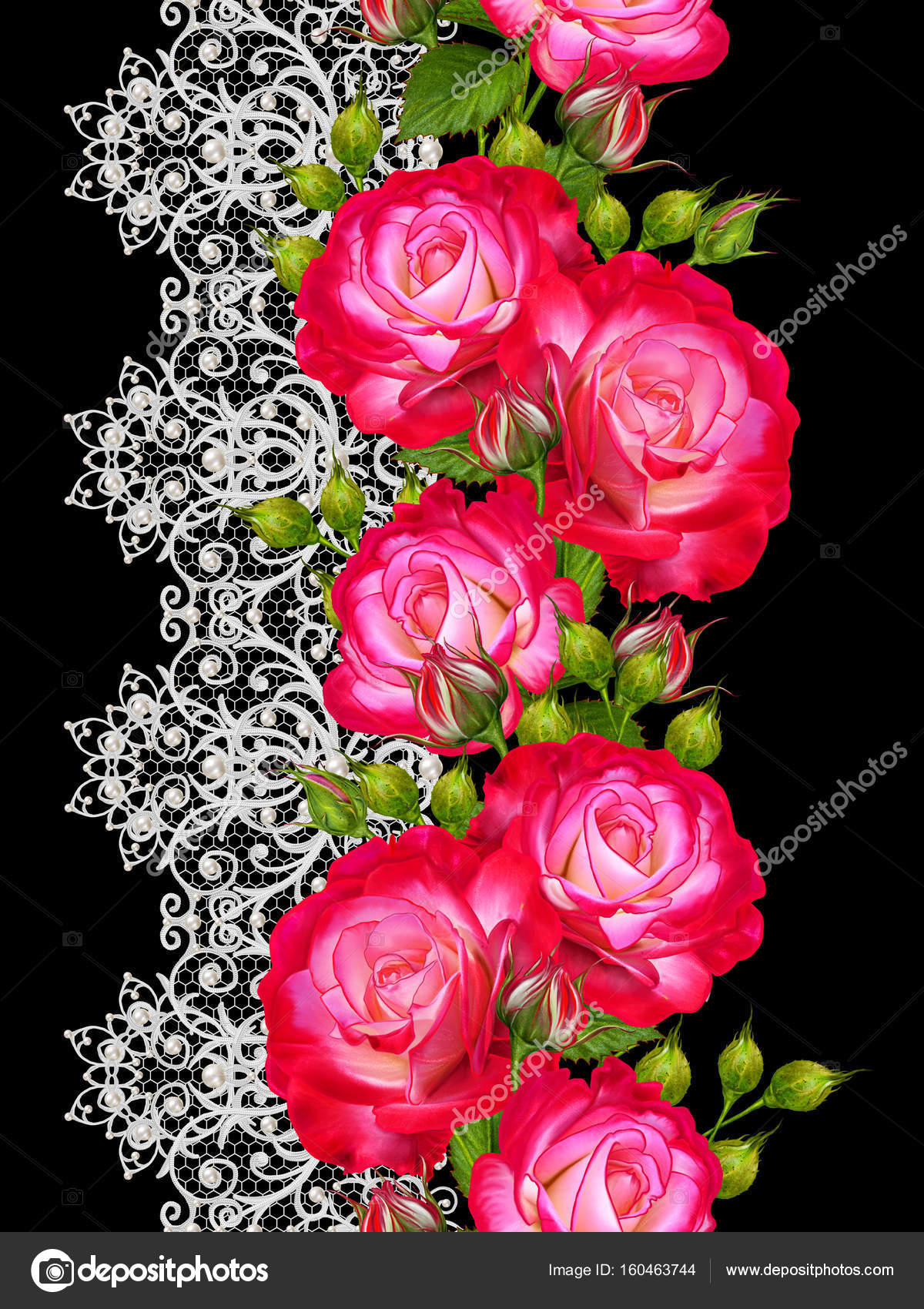 Vintage Red Rose Border