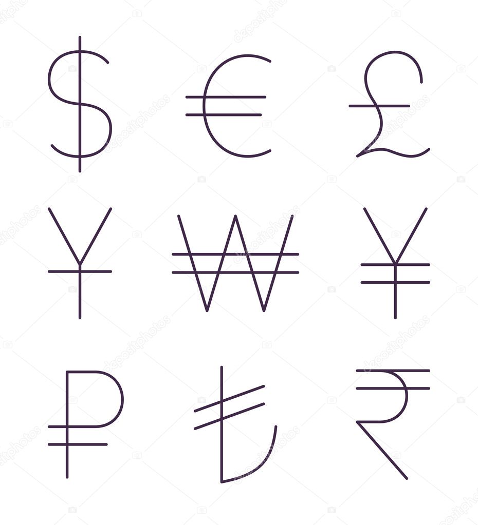Set of thin currency signs Stock Vector Image by ©Andrew_Rybalko #128779282