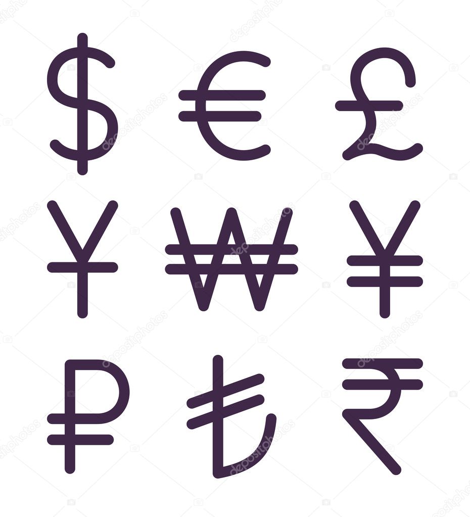 Set of bold currency signs Stock Vector by ©Andrew_Rybalko 128779580