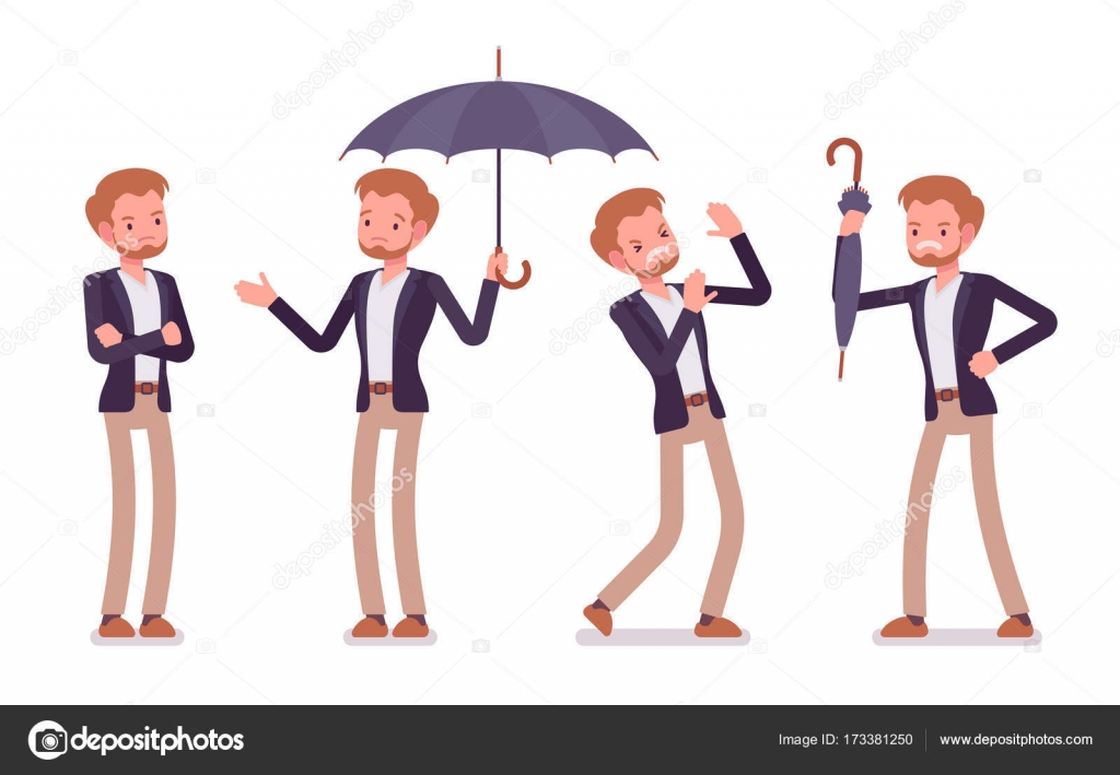 Set of young sad dandy showing negative emotions Stock Vector Image by ...