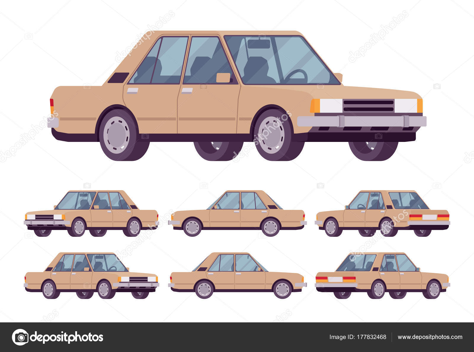 Beige sedan set Stock Vector Image by ©Andrew_Rybalko #177832468