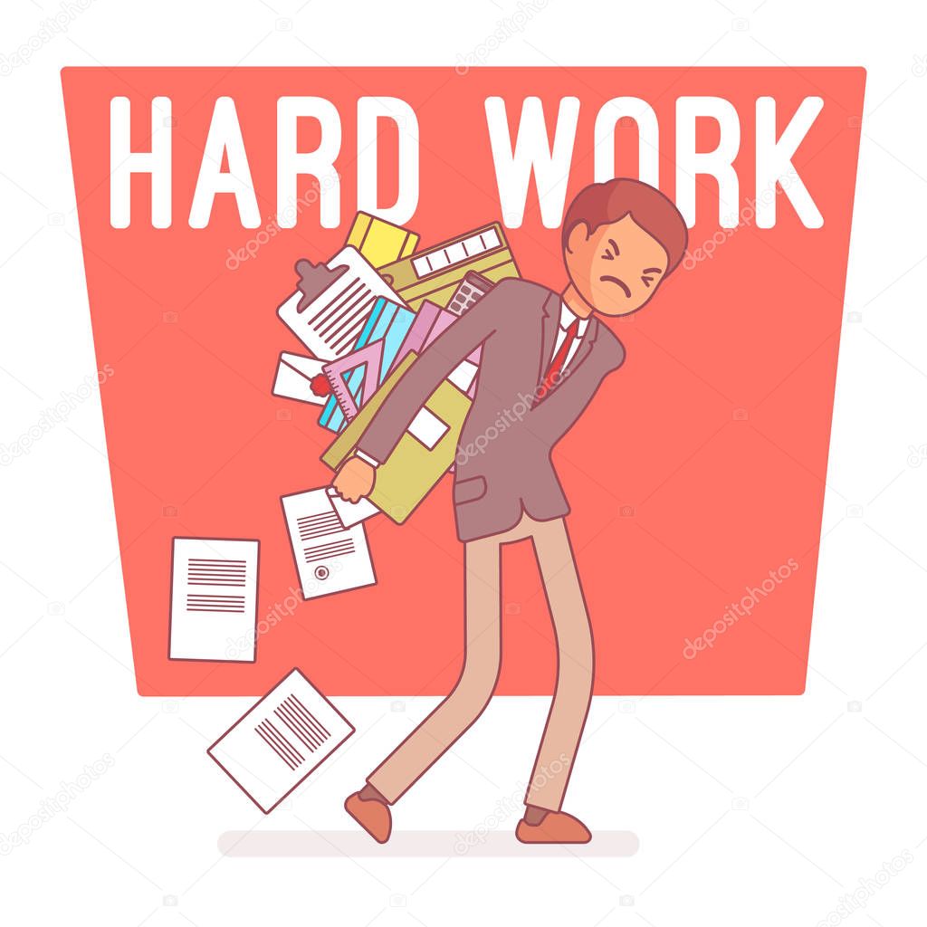 Vector: trabajo duro | Hombre de trabajo duro — Vector de stock ...