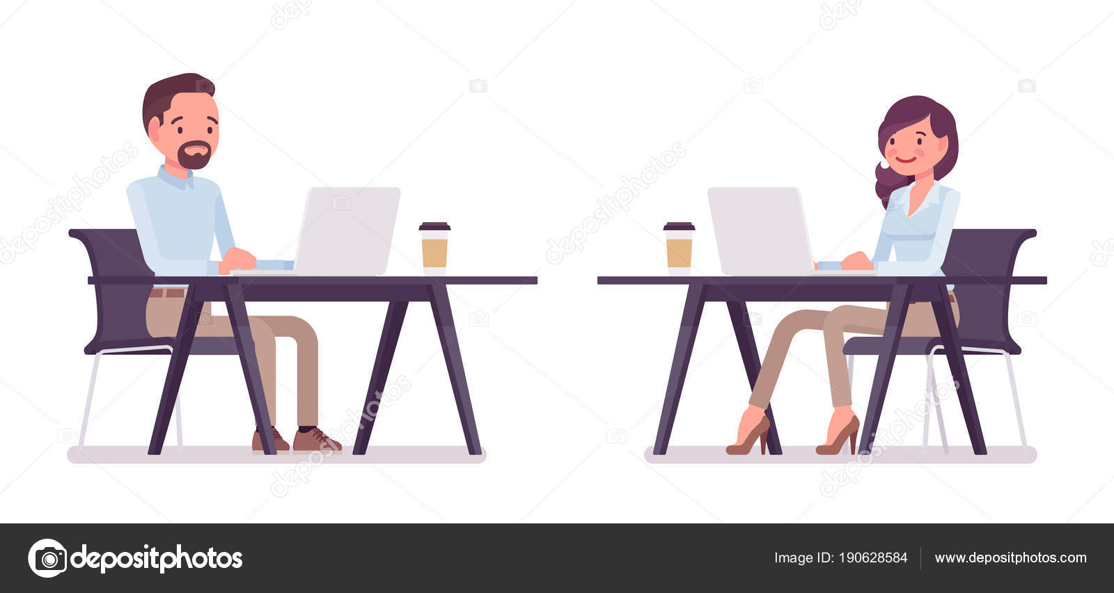 Smart casual man and woman working at desk — Stock Vector © Andrew ...