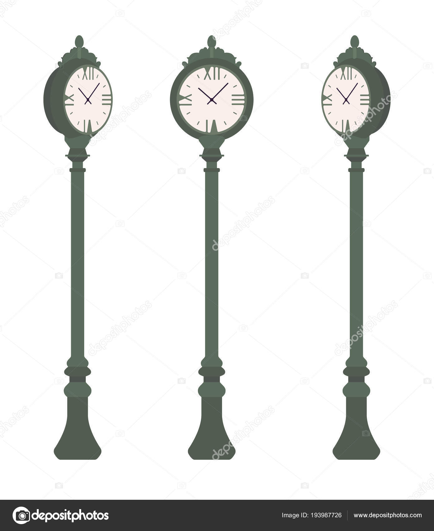 Green street clock set Stock Vector Image by ©Andrew_Rybalko #193987726