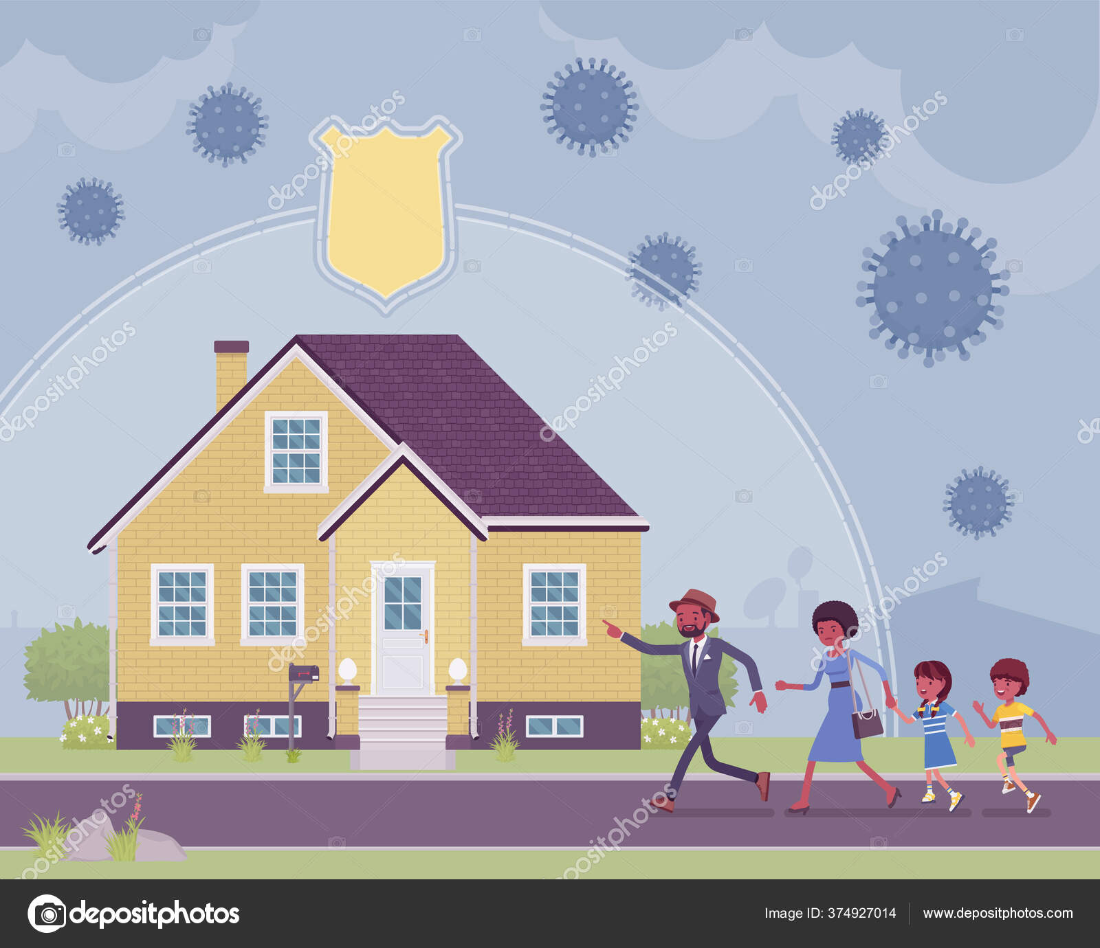 Safe house, stay home and self-isolate for family protection Stock ...