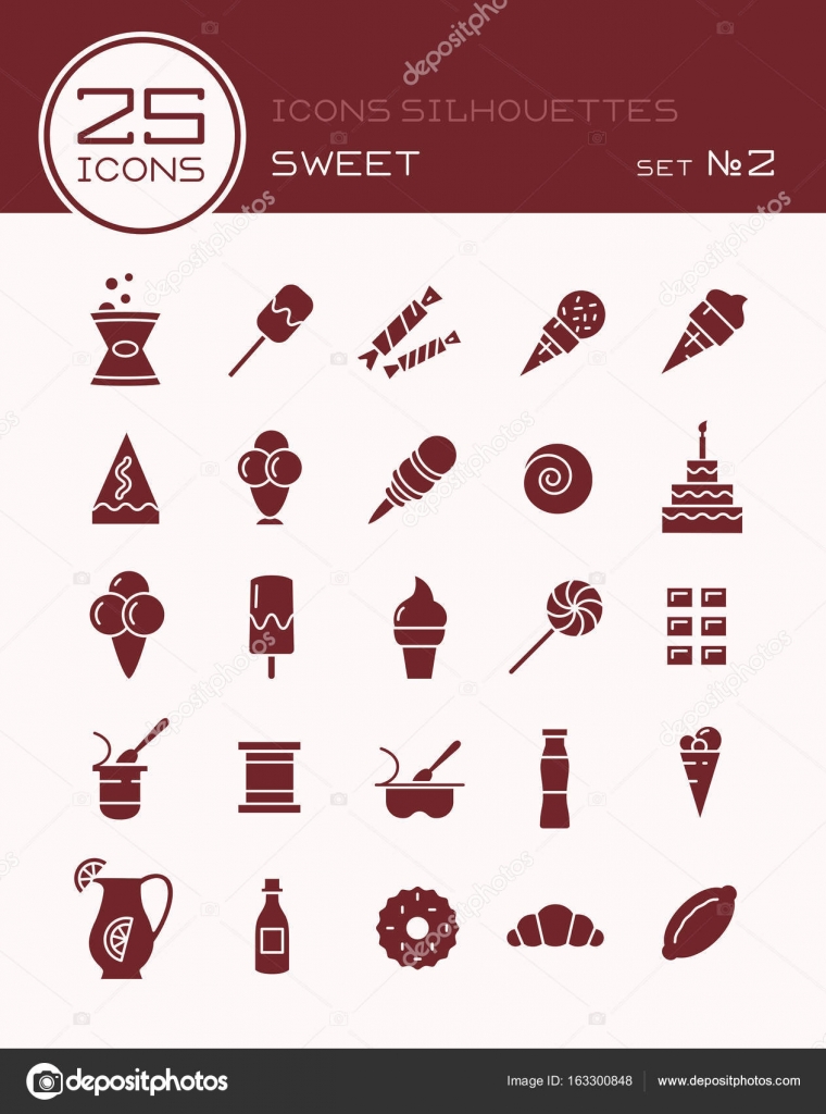 Icons silhouettes sweet set 2 Stock Vector Image by ©ductru #163300848