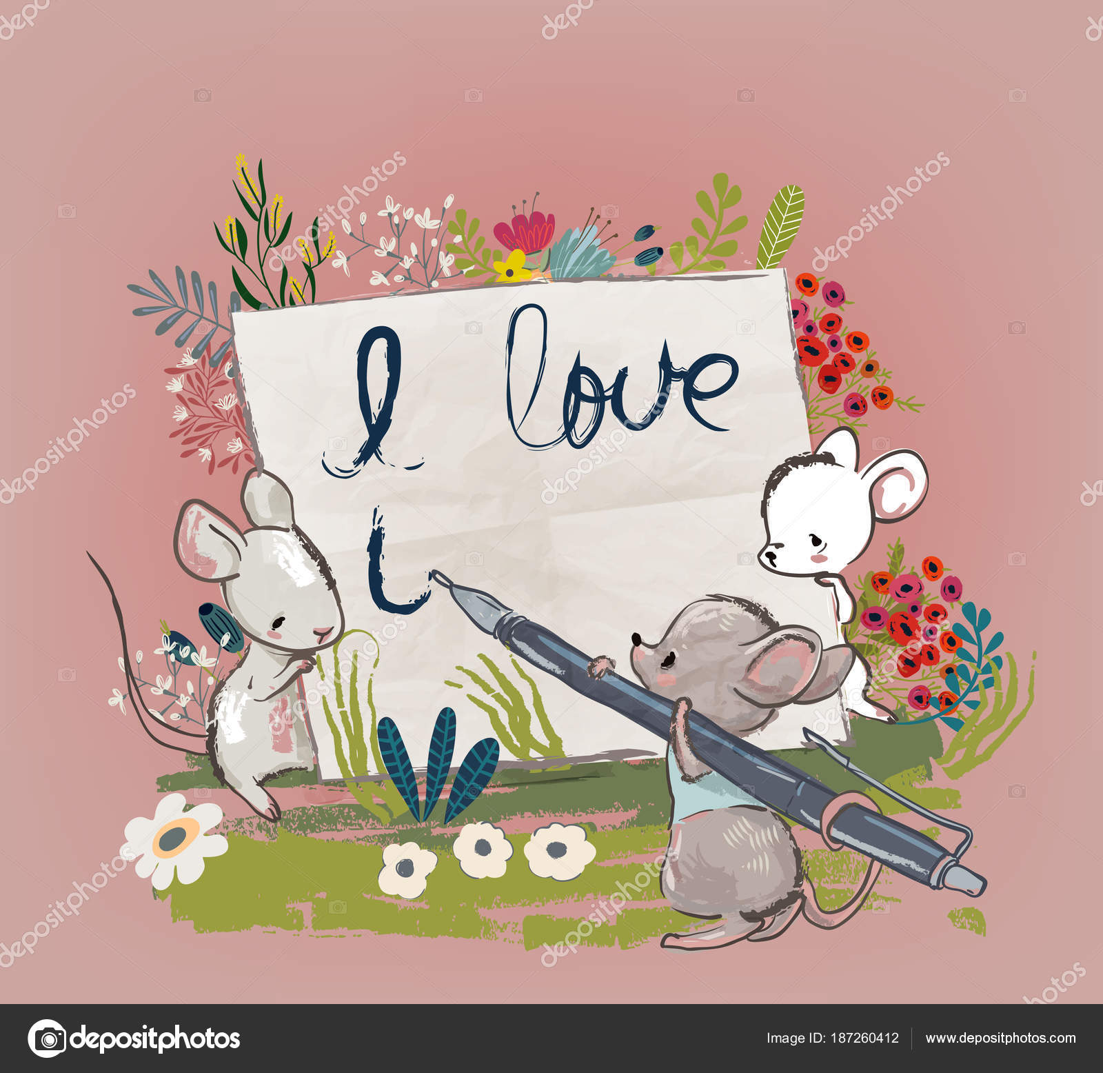 Cute mouses with letter Stock Vector Image by ©Cofeee #187260412