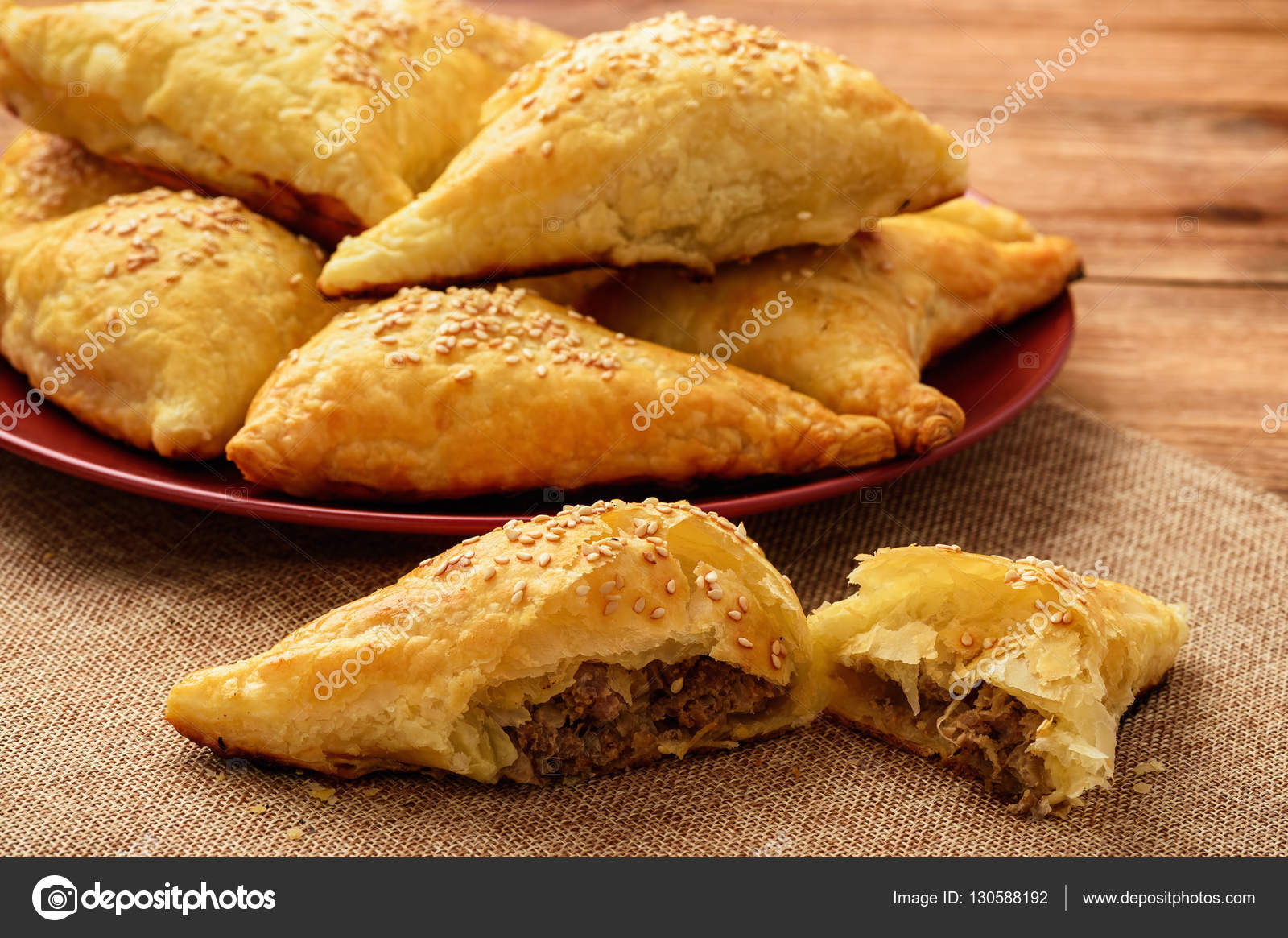 Puff pastries with meat (samosa) - traditional uzbek and indian pasrty ...