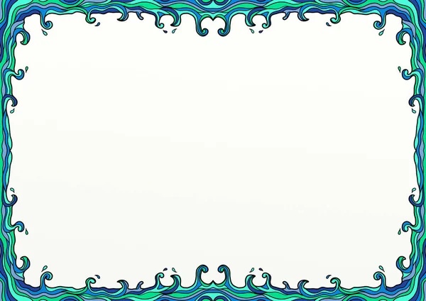 Doodle Wavy Sea Page Border Decoration - Stock Image - Everypixel