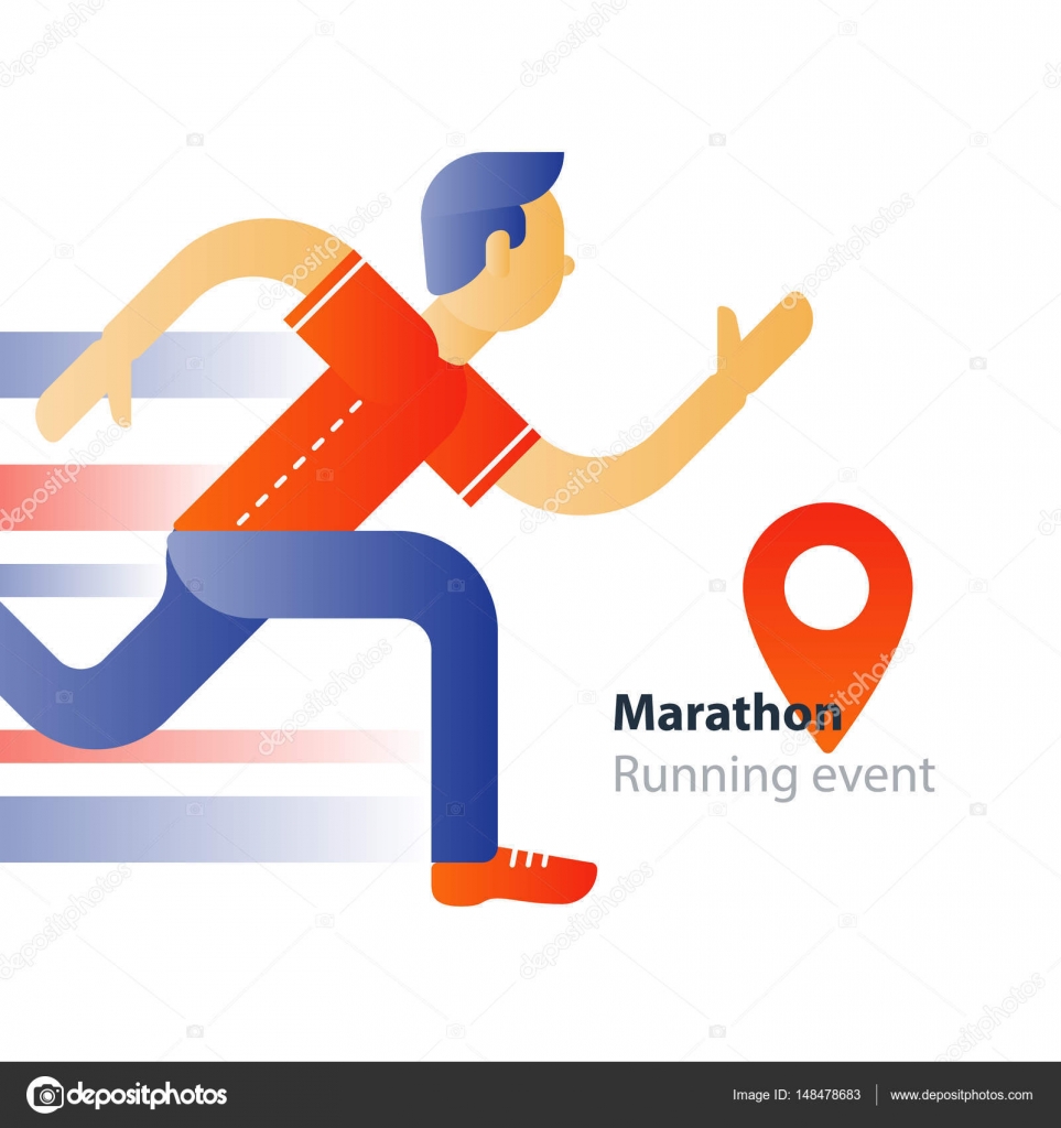 Cartoon Person Running A Marathon
