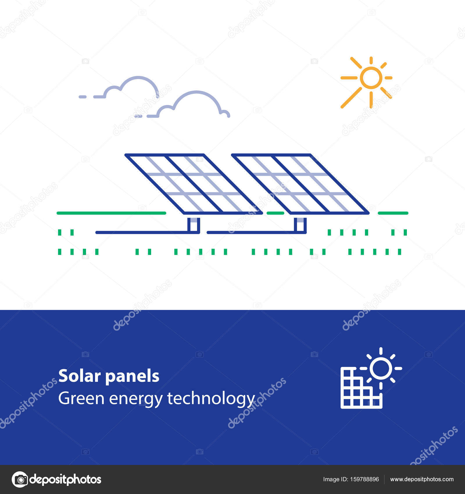 Solar electricity line Stock Vector Image by ©Stmool #159788896