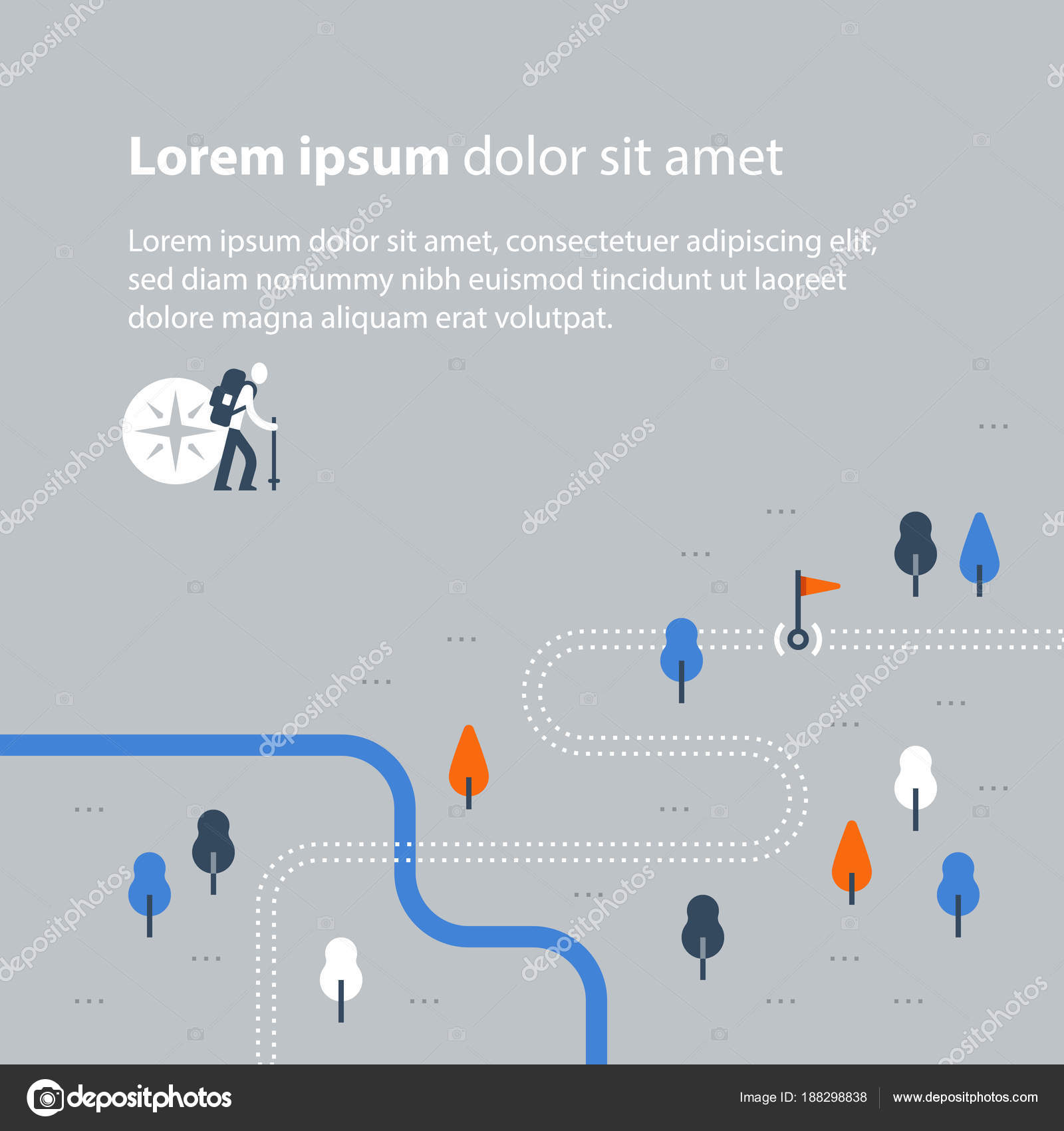 Outdoor trail, hiking map, countryside landscape, Nordic walking ...